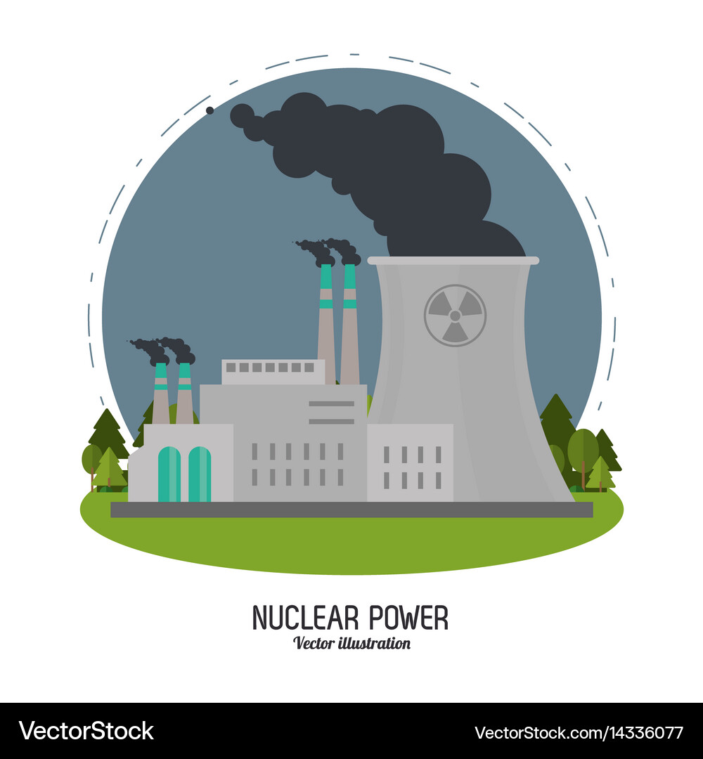 Nuclear plant power industry icon graphic Vector Image