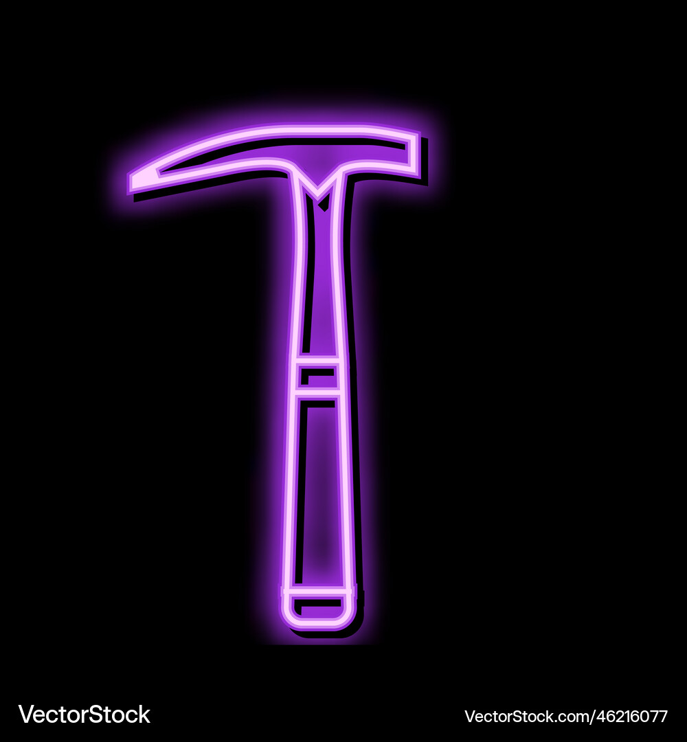 Prospectors hammer tool neon glow icon Royalty Free Vector