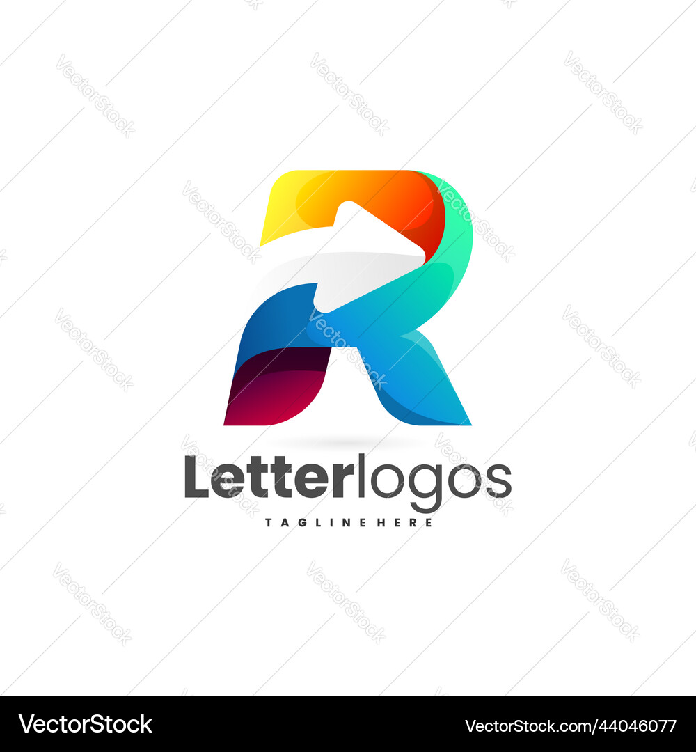 R logo with arrow concept letter Royalty Free Vector Image