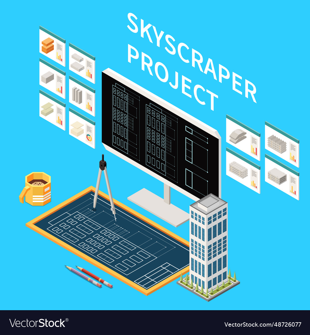 Skyscraper construction project Royalty Free Vector Image