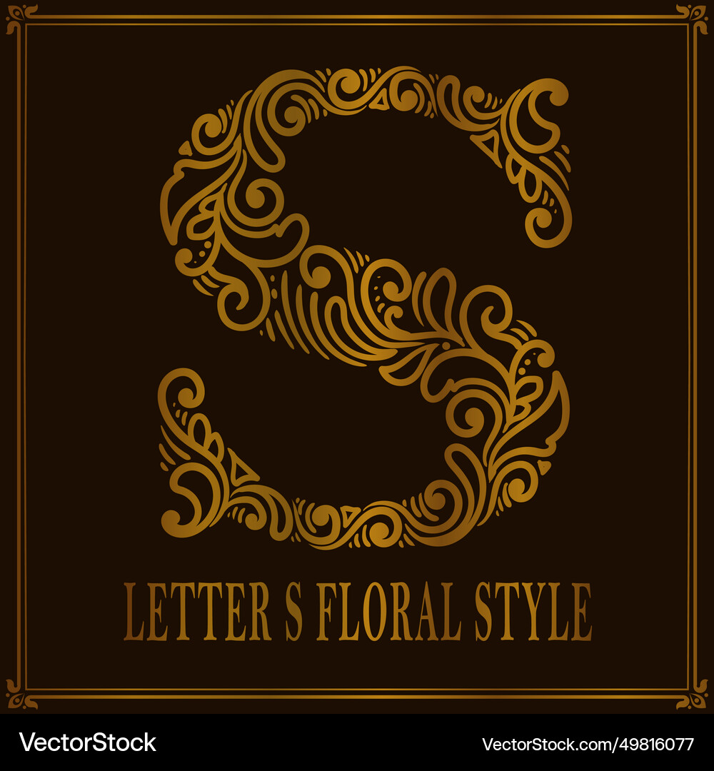 Vintage letter s floral pattern style Royalty Free Vector