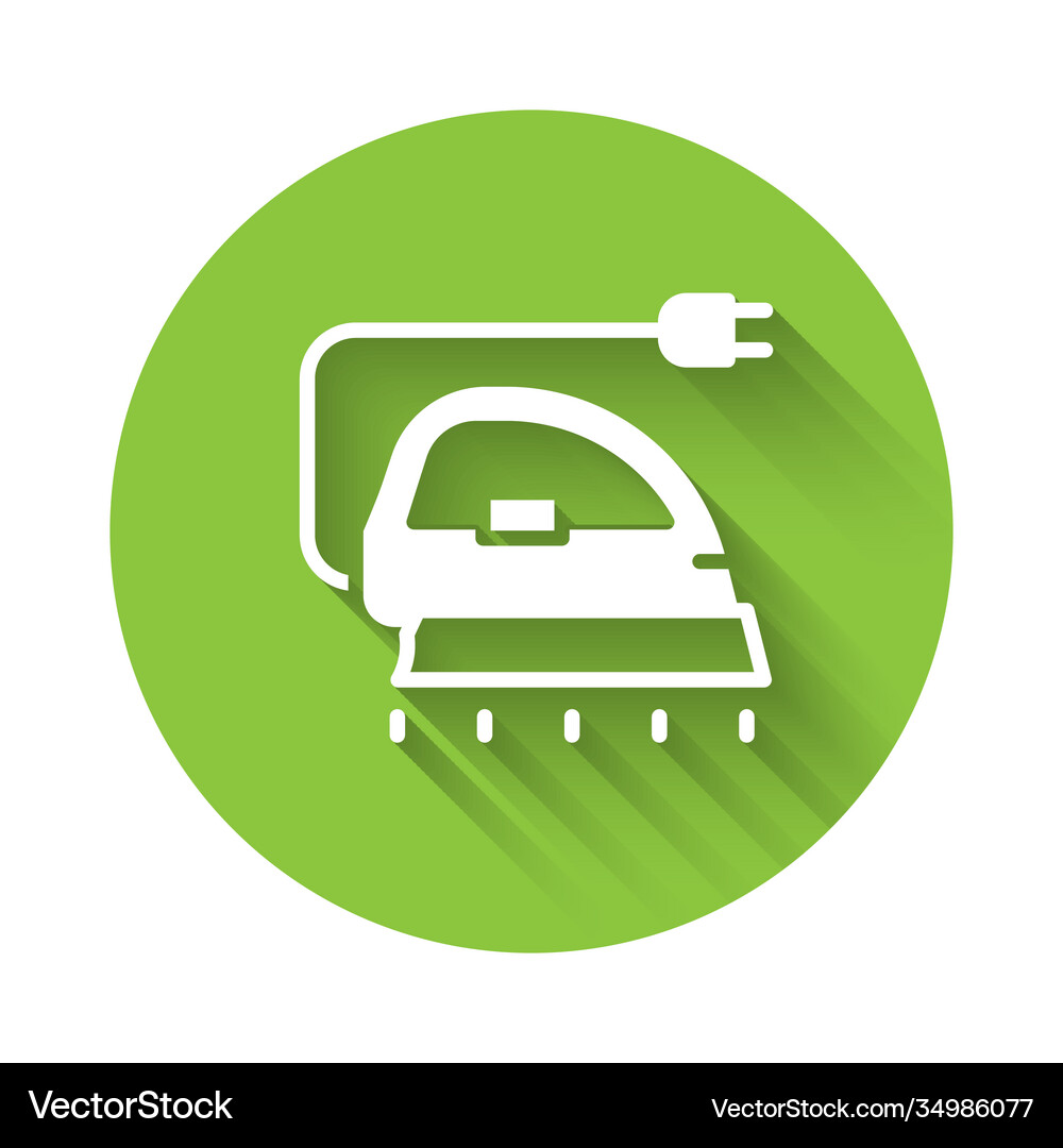 White electric iron icon isolated with long shadow