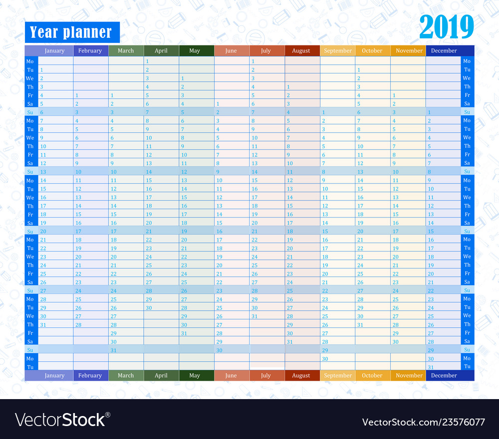 Year planning 2019 template Royalty Free Vector Image