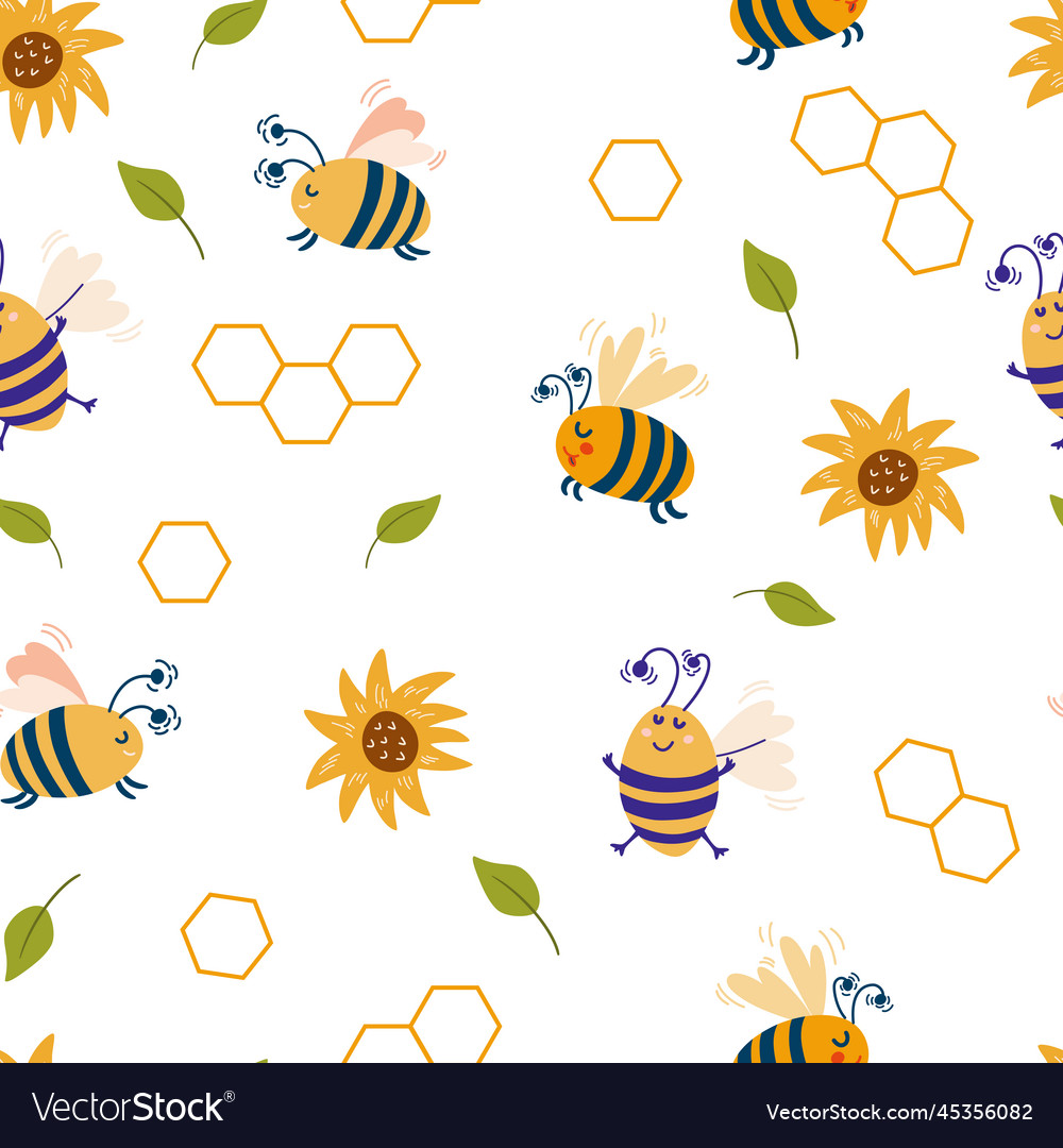 0009 bee pattern Royalty Free Vector Image - VectorStock