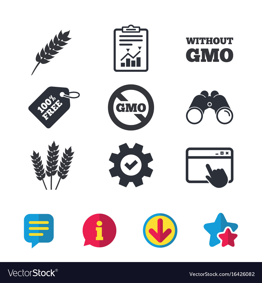 Agricultural icons gmo free symbols Royalty Free Vector