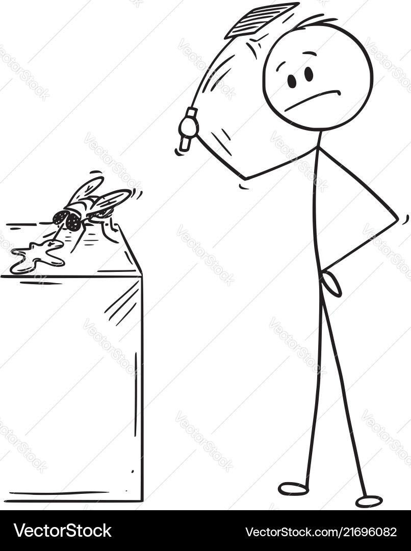 Cartoon man hitting and killing a fly Royalty Free Vector