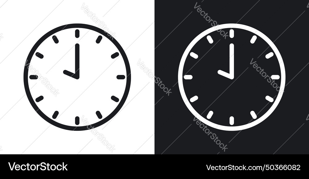 Clock icon set time hour wall symbol in a black Vector Image