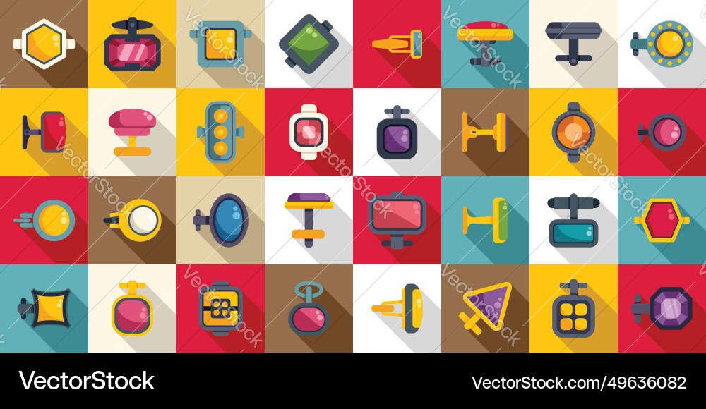 Cufflinks icons set flat classic golden Royalty Free Vector