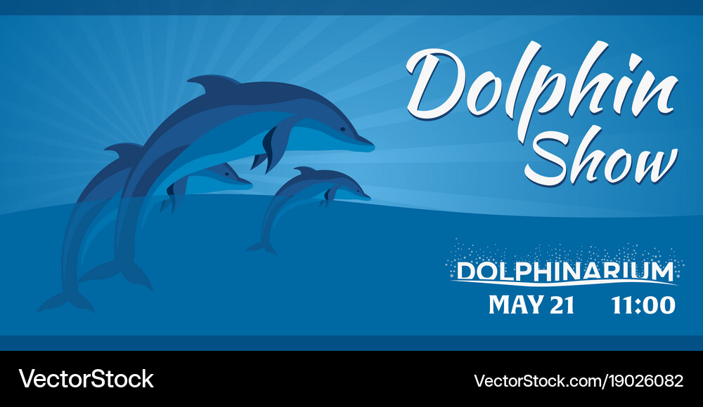 Dolphinarium dolphin show banner ticket Royalty Free Vector