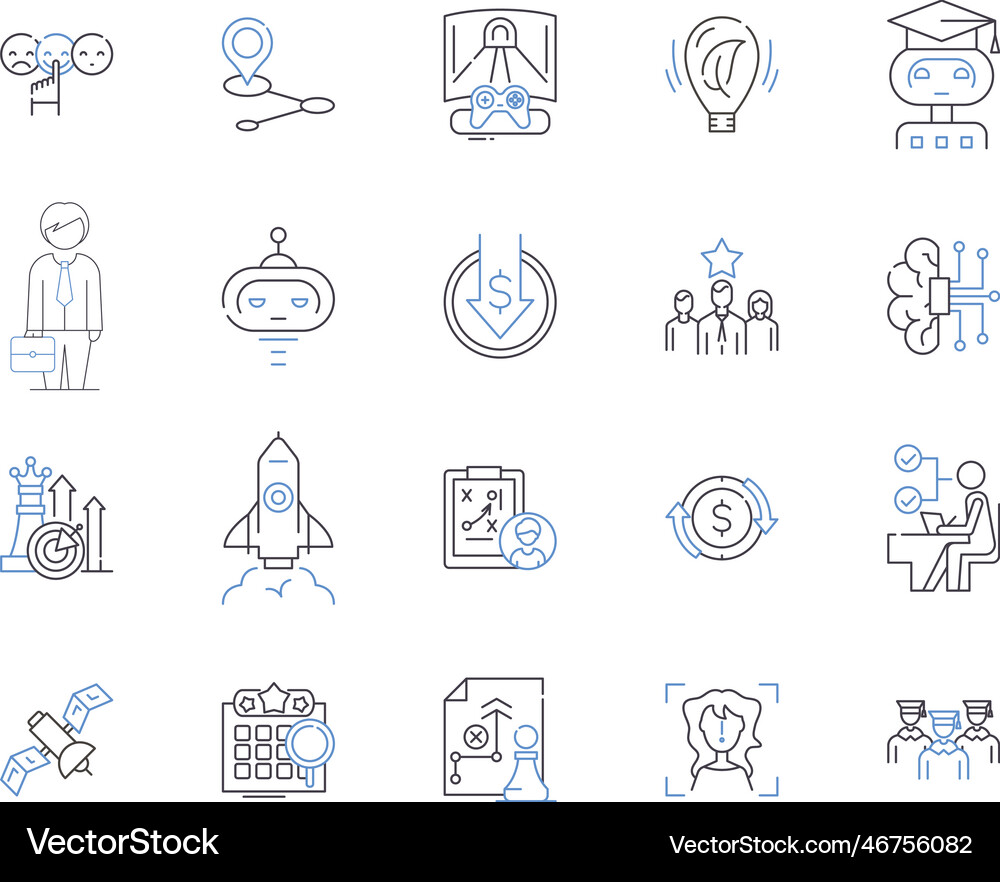 Innovation and progress outline icons collection Vector Image