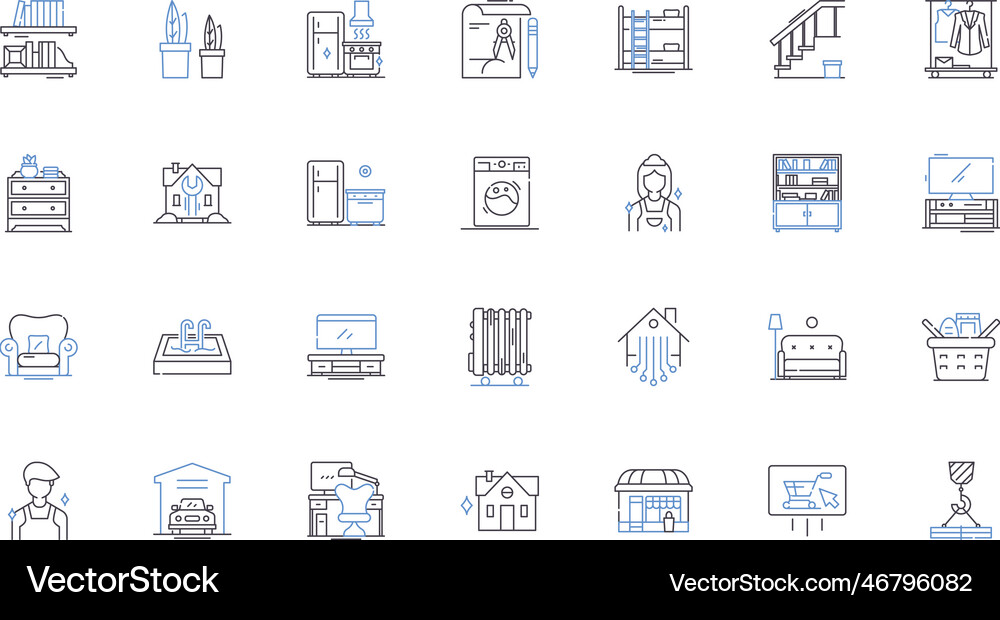 Interior redesign line icons collection revamp Vector Image
