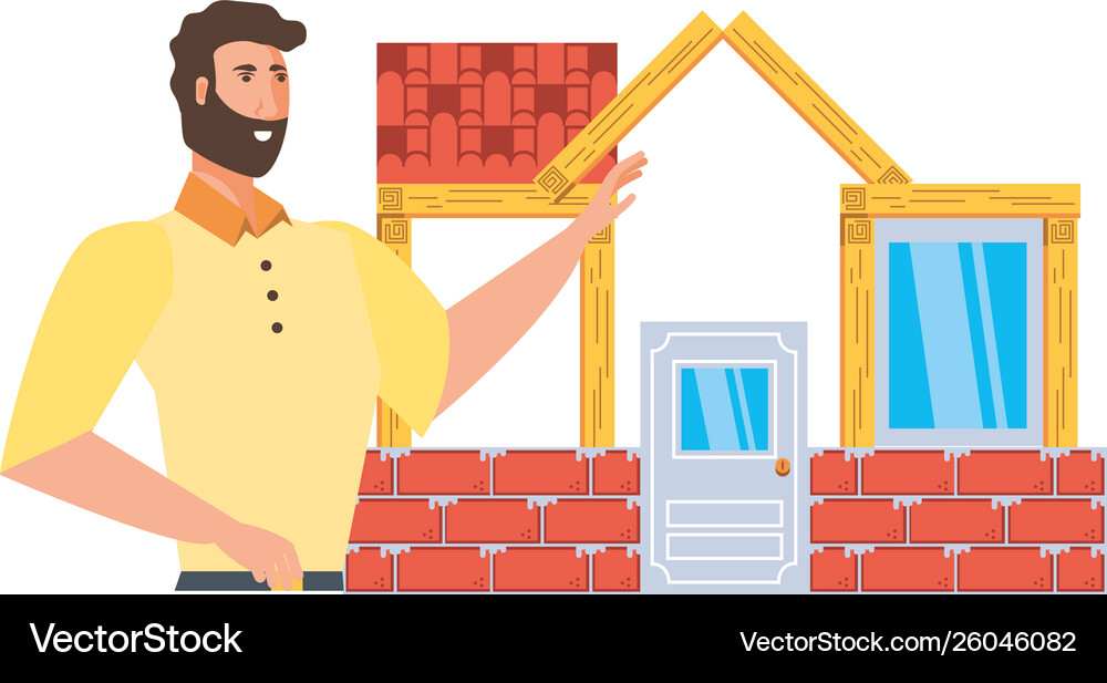 Isolated avatar man and house design Royalty Free Vector