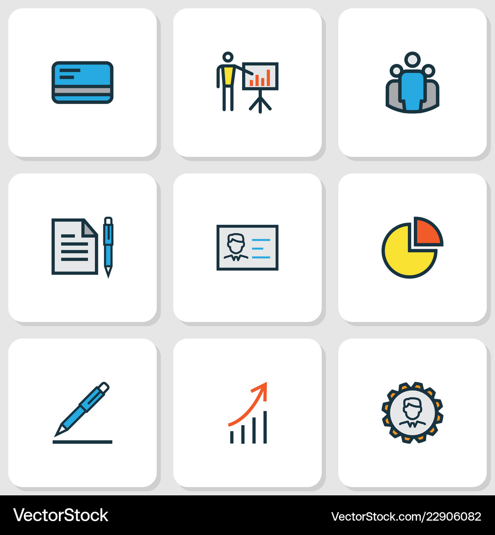 Job icons colored line set with identification Vector Image
