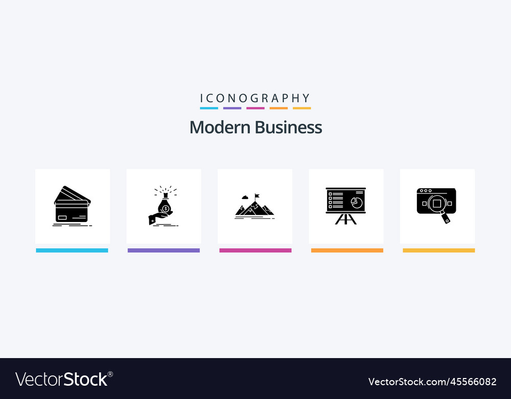 Modern business glyph 5 icon pack including Vector Image