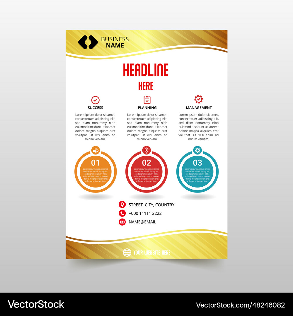 Modern golden blue striped flyer template Vector Image