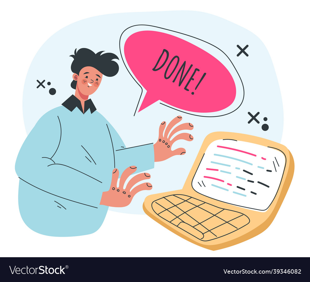 Programmist worker characters creating program Vector Image