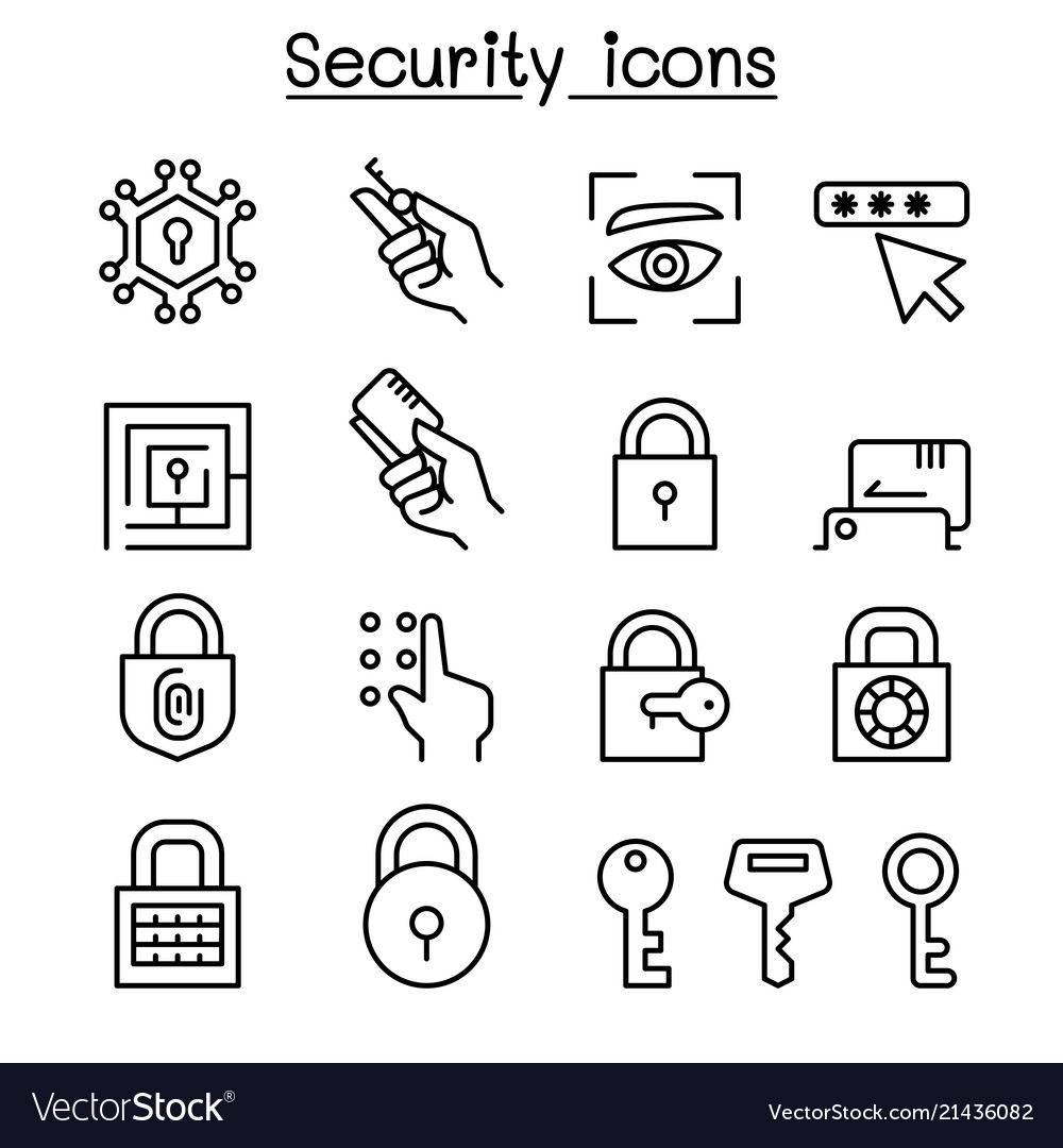 Security Icon Set In Thin Line Style Royalty Free Vector