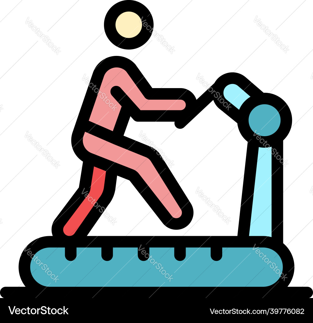 Treadmill running icon color outline Royalty Free Vector