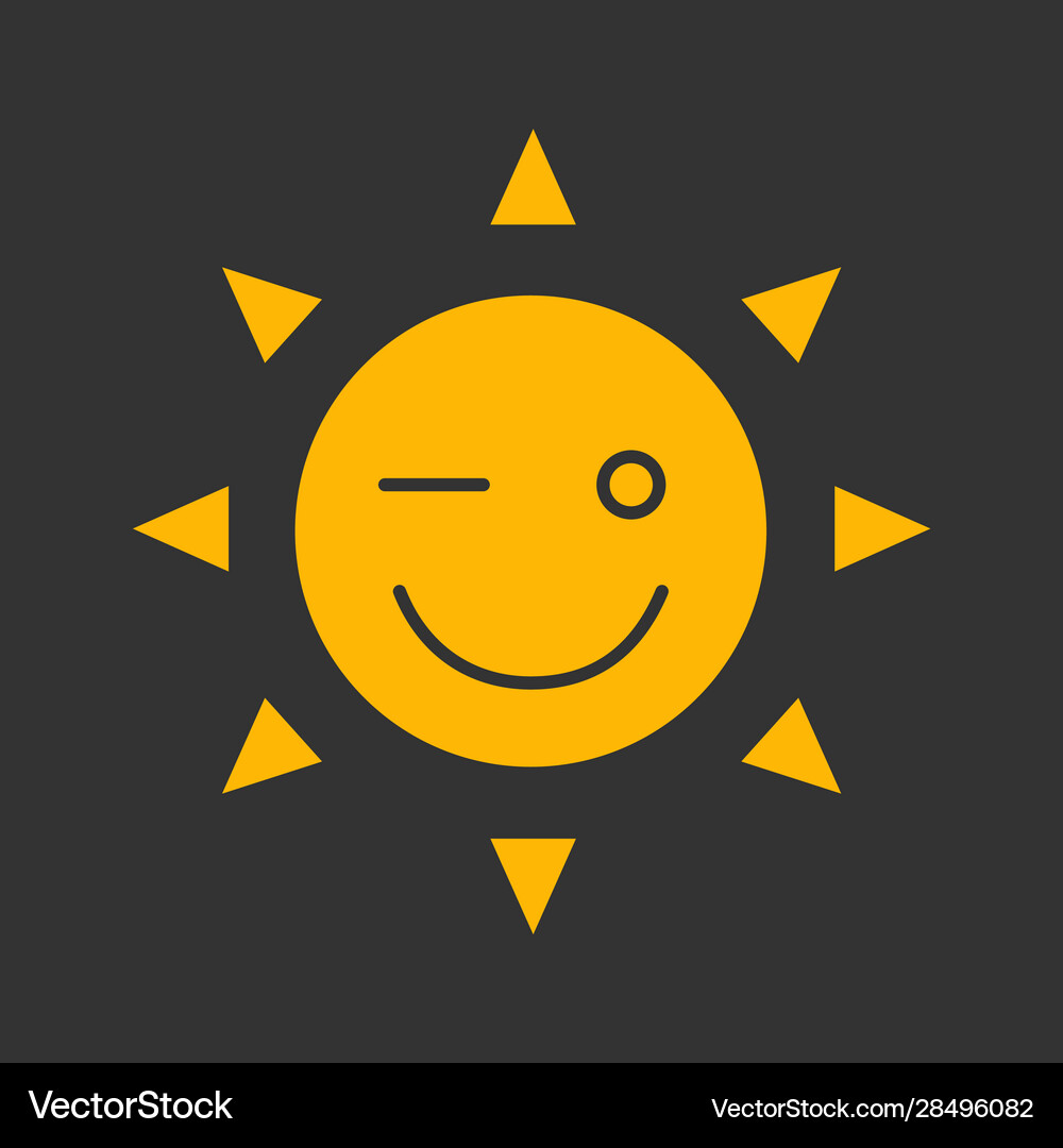 Winking sun smile glyph color icon Royalty Free Vector Image