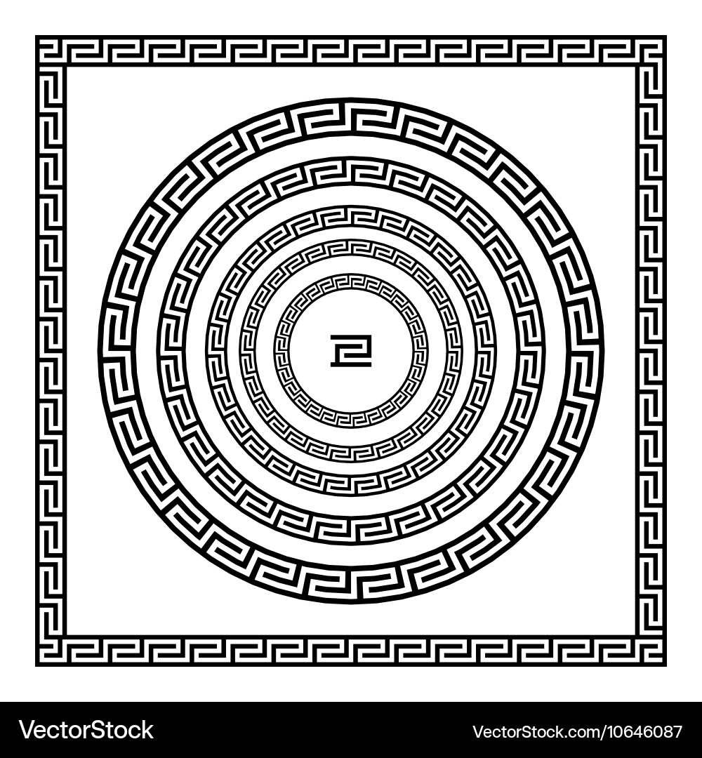 Border greek round frame with a meander black Vector Image