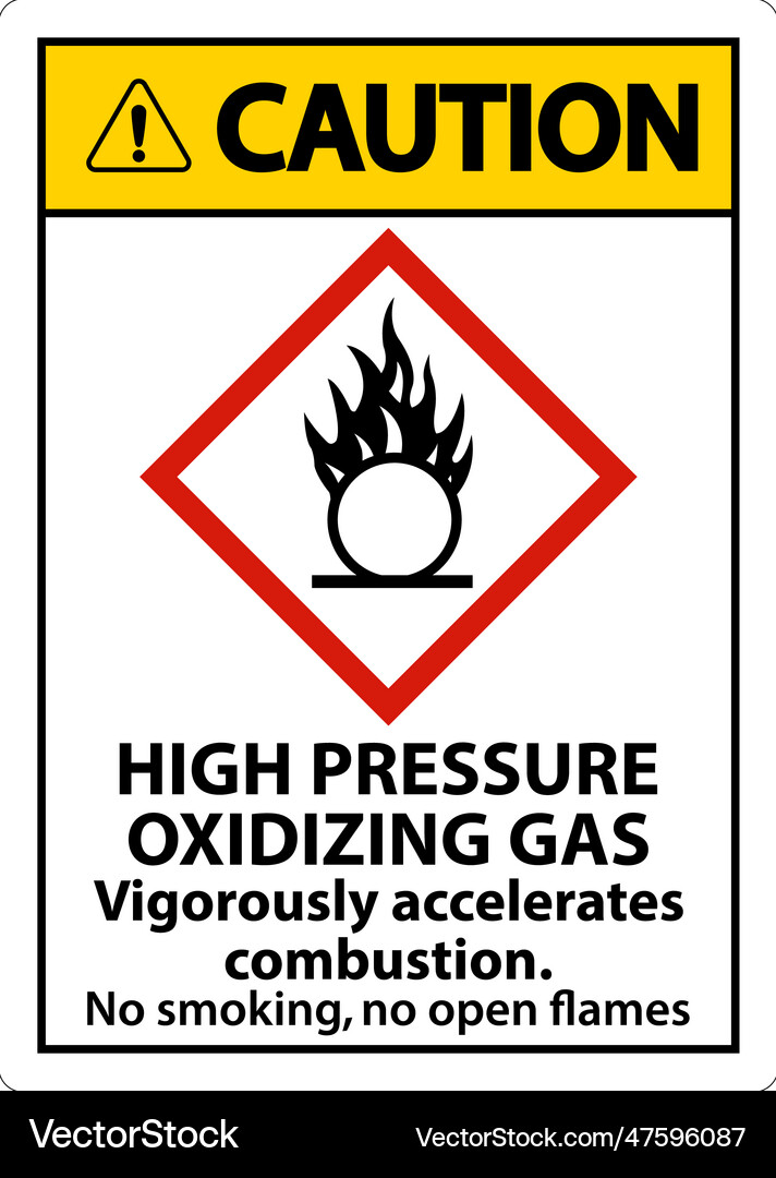 Caution high pressure oxidizing gas ghs sign Vector Image