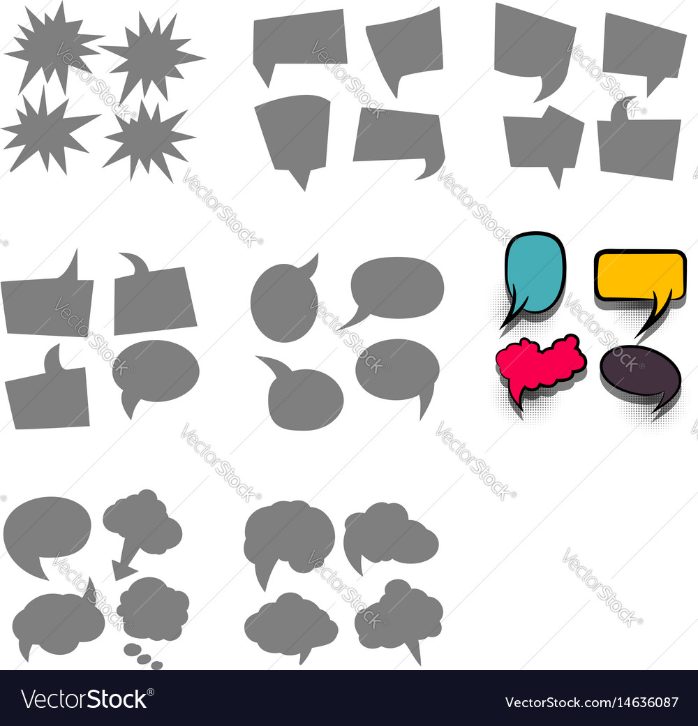 Comic set text empty cartoon colored cloud Vector Image