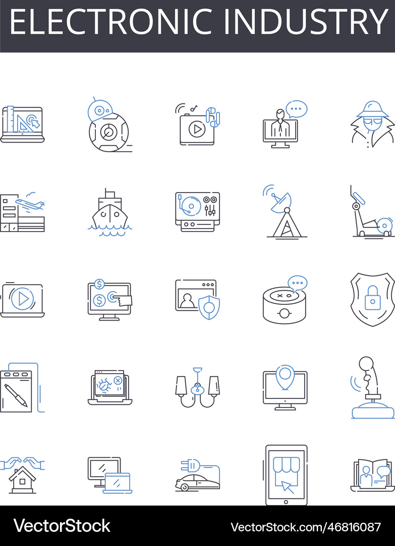 Electronic industry line icons collection high Vector Image