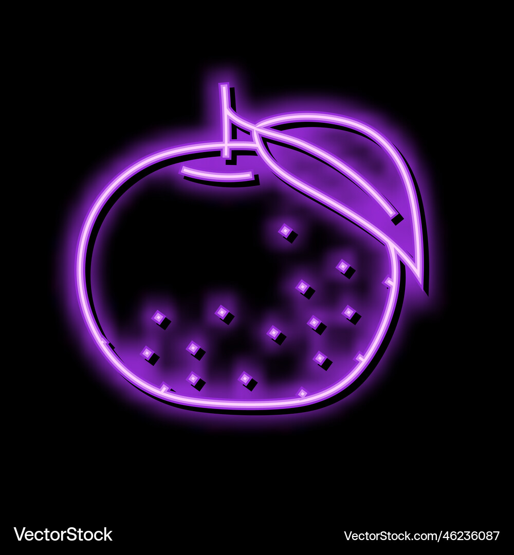 Green tangerine leaf neon glow icon Royalty Free Vector