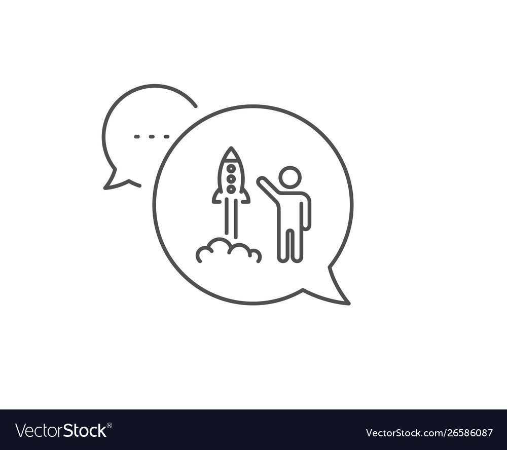 Launch project line icon startup rocket sign Vector Image Launch project line icon startup rocket sign Vector Image
