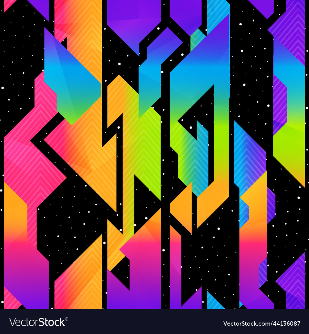 Rainbow space geometric pattern Royalty Free Vector Image