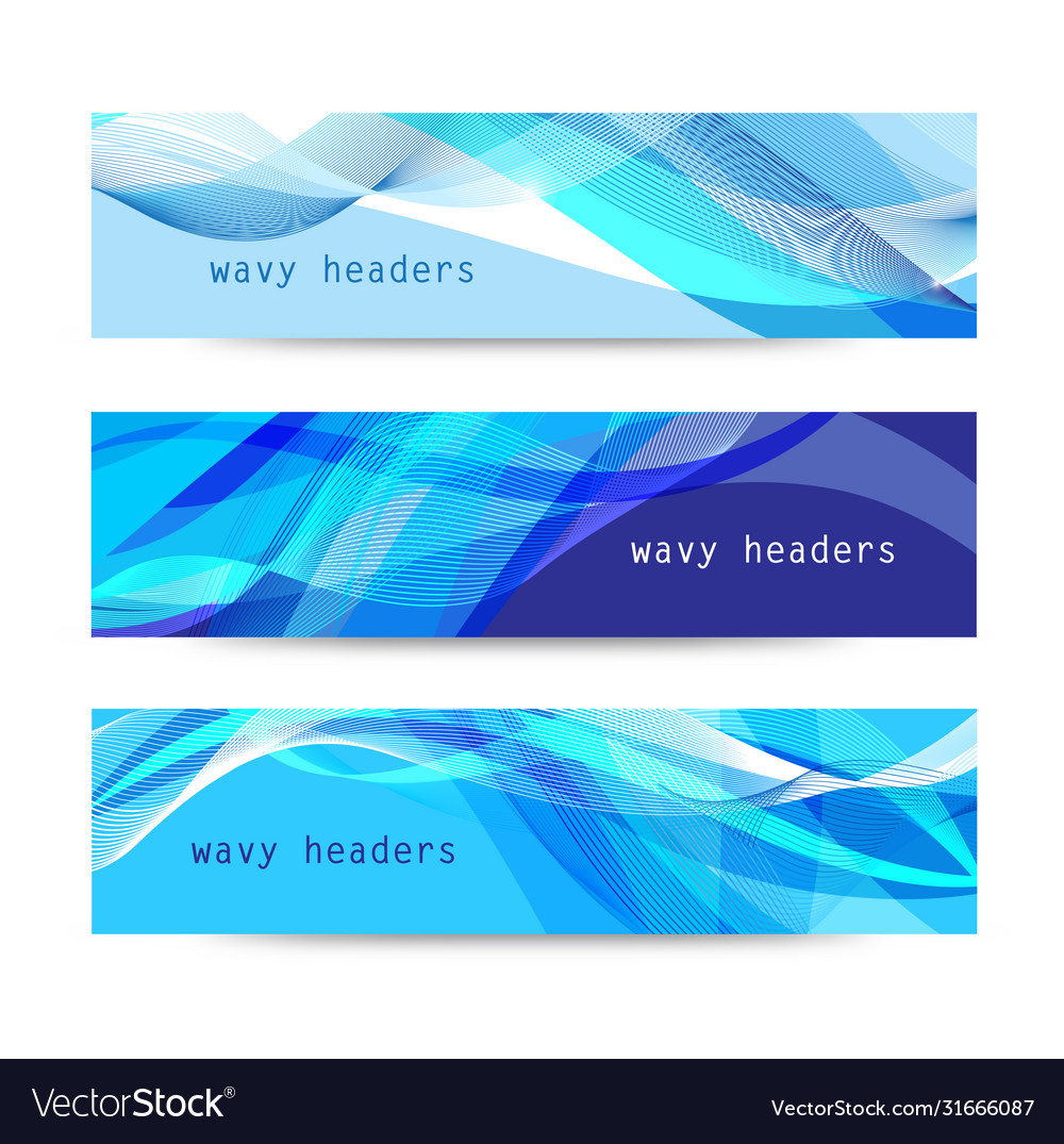 Set abstract blue wavy headers Royalty Free Vector Image