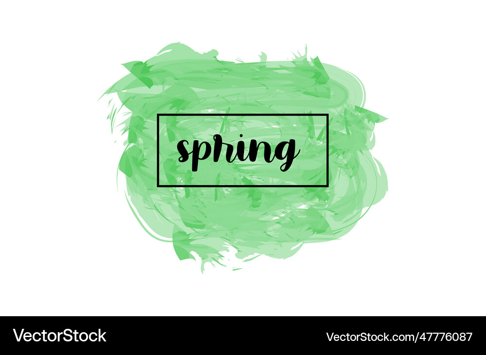 Spring green watercolor lettering design fresh Vector Image