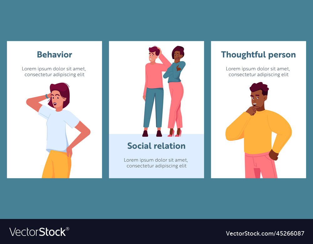 Thoughtful people cartoon banners male and female Vector Image