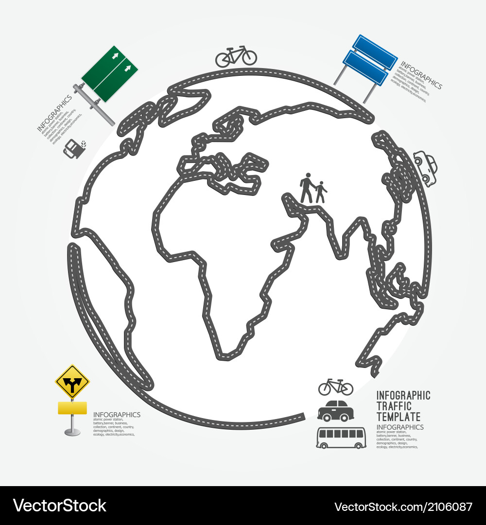 World Traffic diagram line style template Vector Image