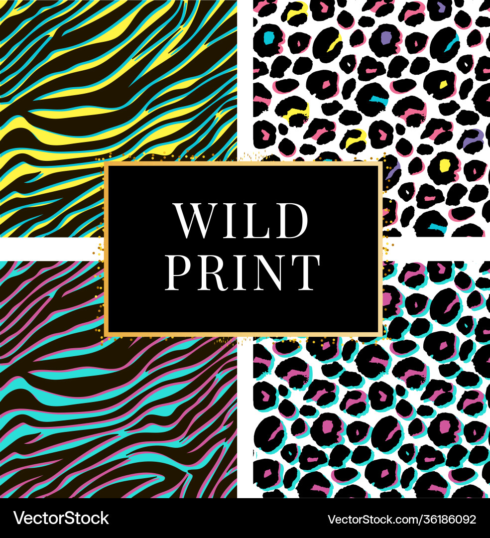 A collection four different animal wild print Vector Image