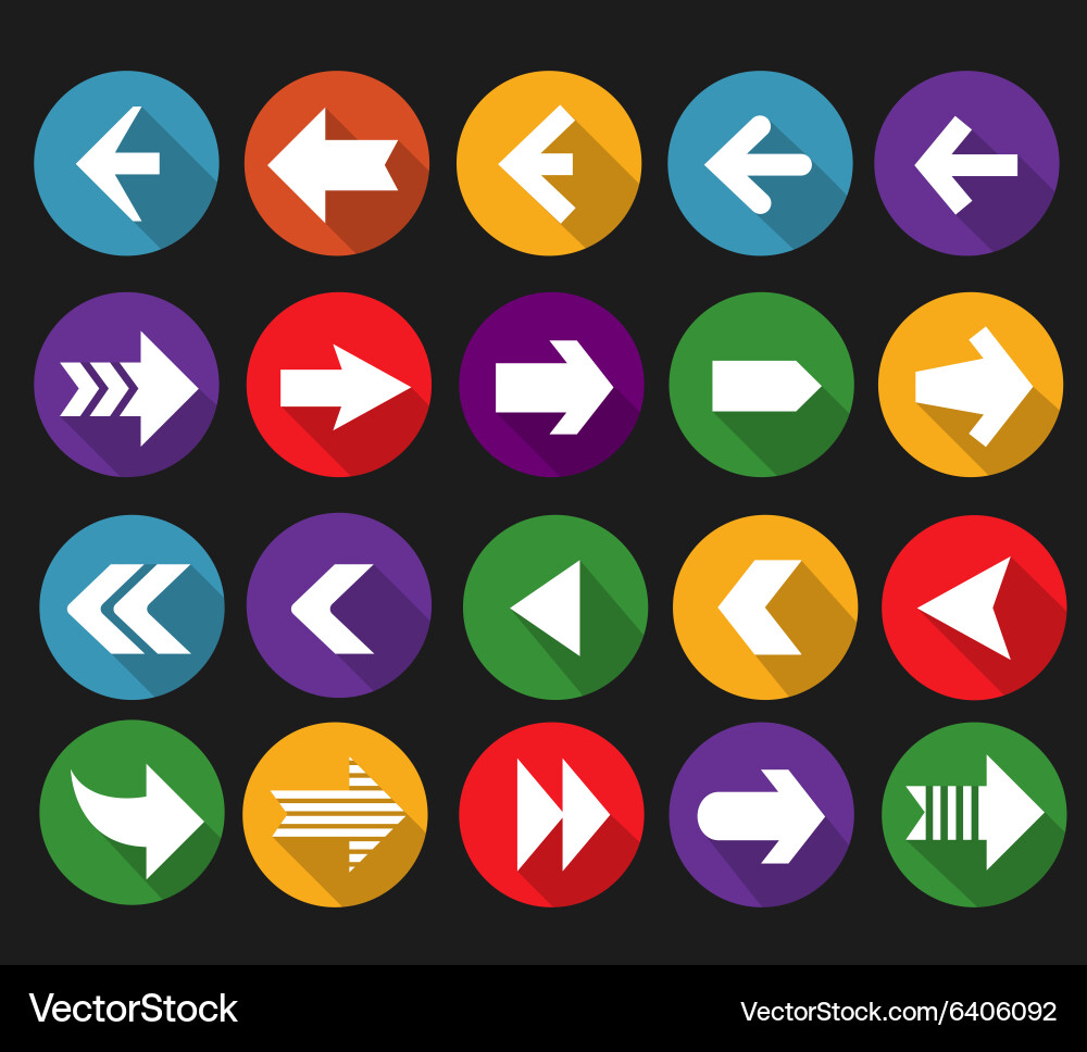 Back and next arrow flat icons with long shadows Vector Image