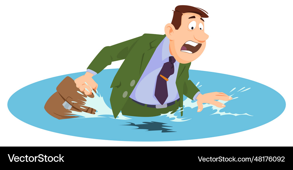 Business man sinking holding briefcase in hands Vector Image