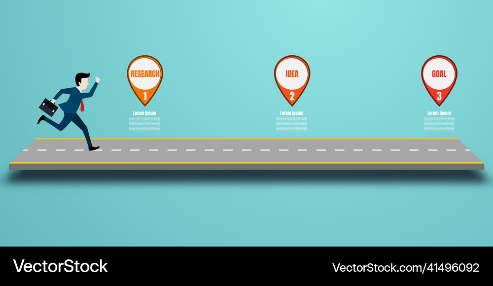 Businessman run on road infographic Royalty Free Vector