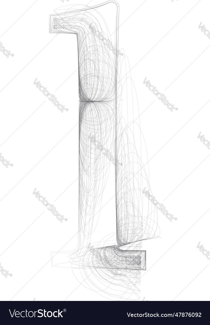 Doodle digital drawn sketch letter l Royalty Free Vector