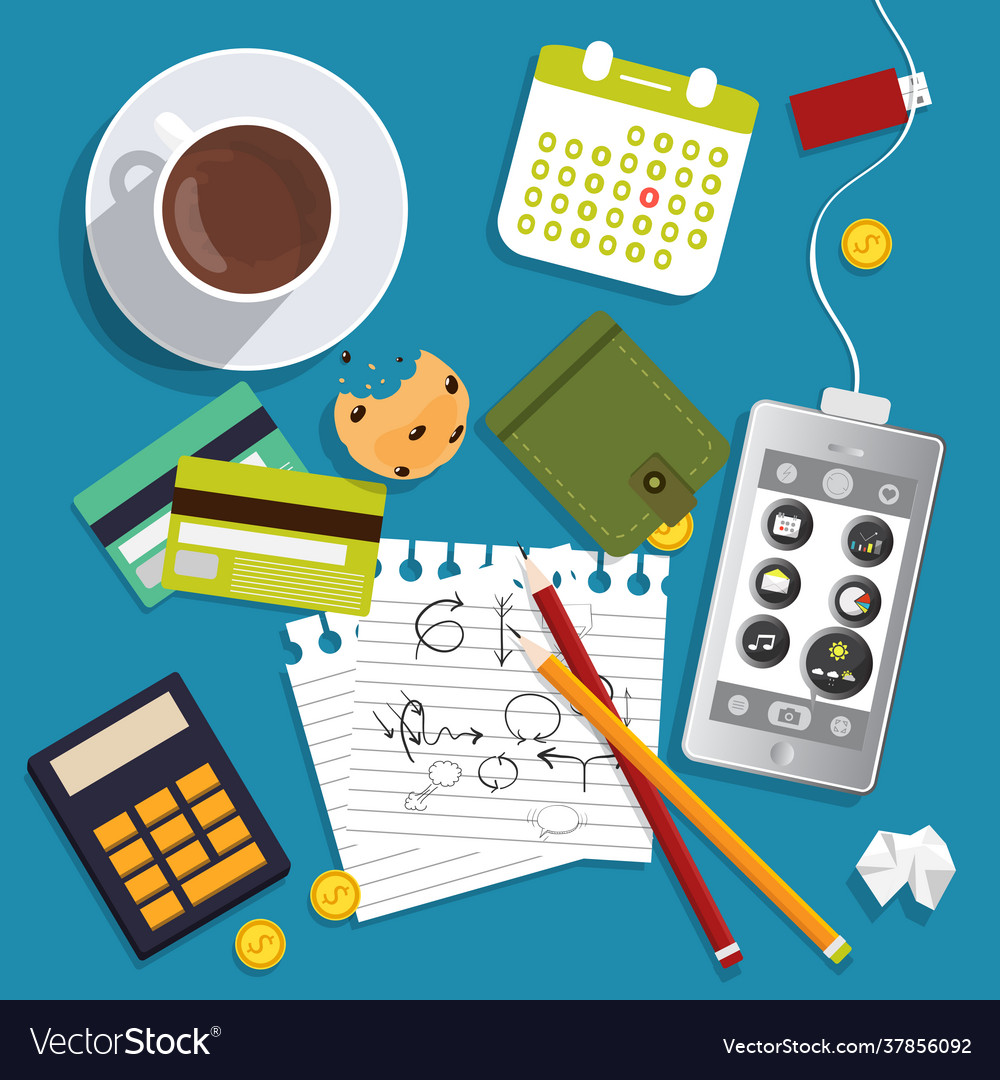 Flat design concept working process Royalty Free Vector