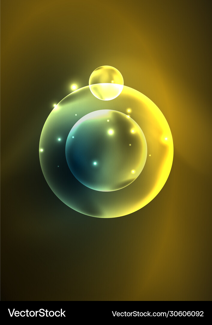 Glowing neon shiny transparent bubbles glass Vector Image
