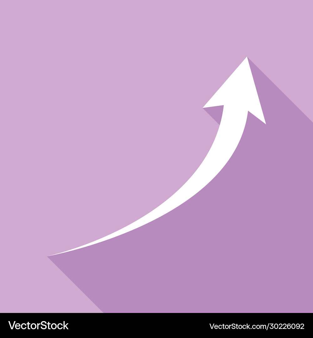 Growing arrow sign white icon with long shadow Vector Image