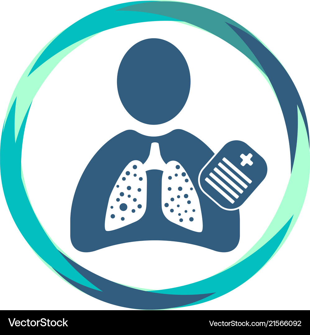 Human silhouette icon with sick lungs clipboard Vector Image