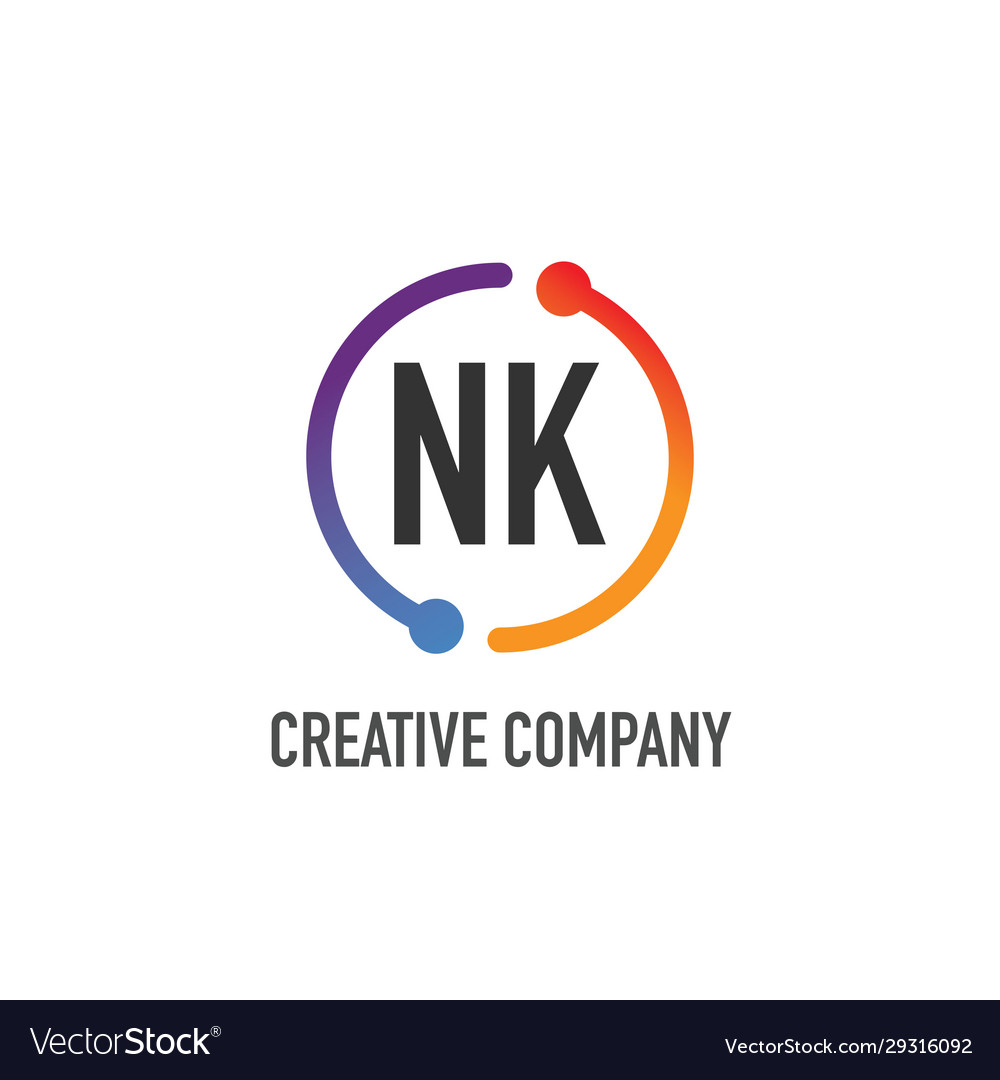 Initial letter nk creative circle logo design Vector Image
