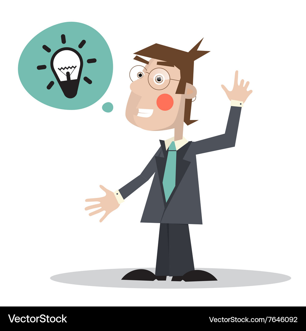 Man in suit with bulb bubble icon - isola Vector Image