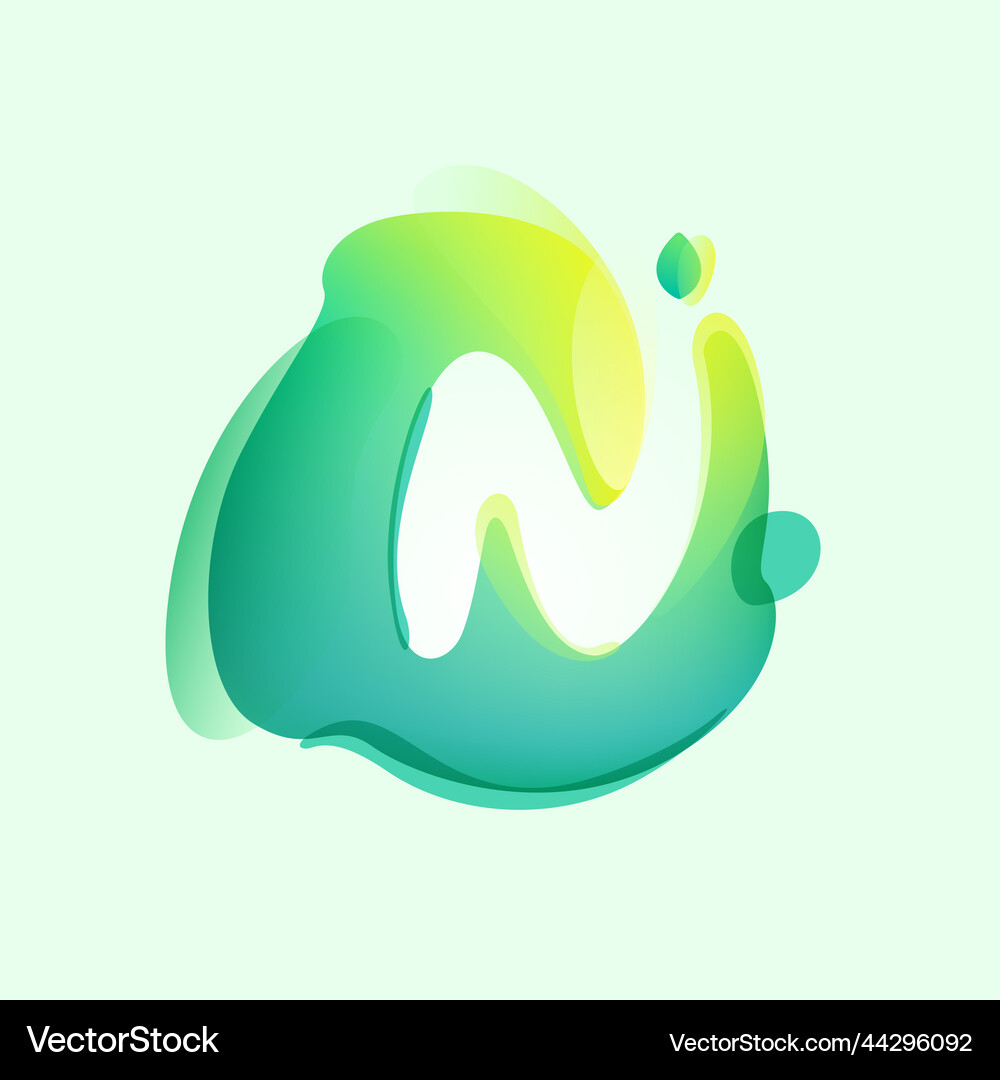 N letter logo in eco gradient splash blot Vector Image