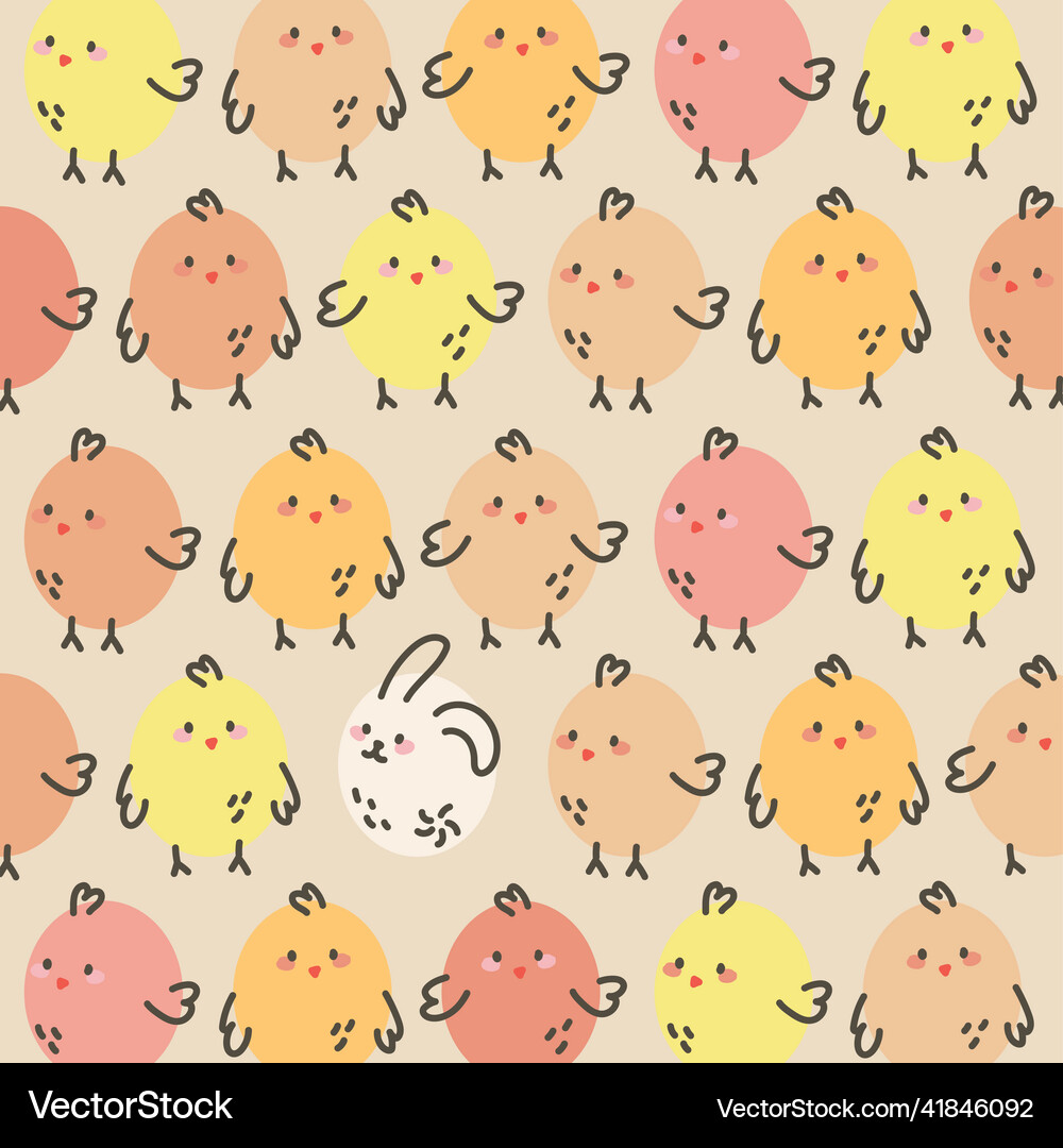 Pattern with easter chicks and bunny Royalty Free Vector