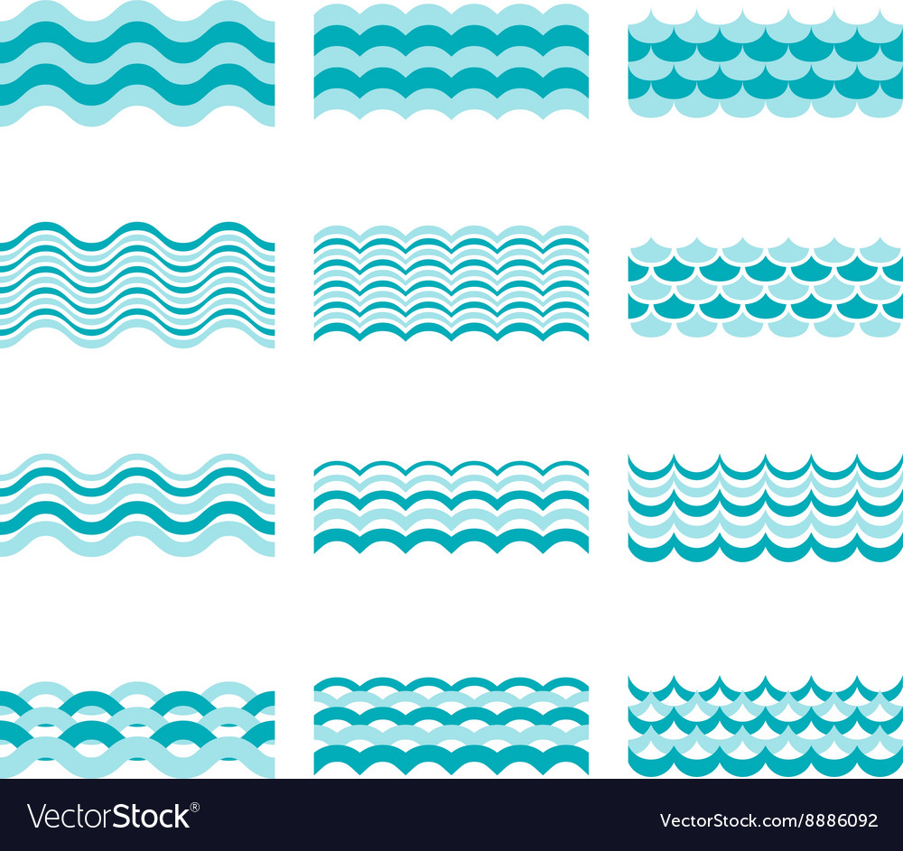 Seamless blue wave patterns Royalty Free Vector Image