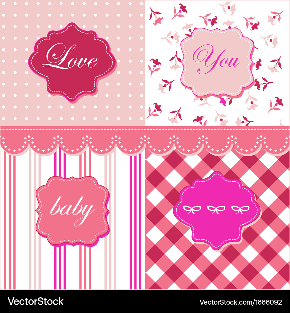 Set of feminine textures and frames Royalty Free Vector