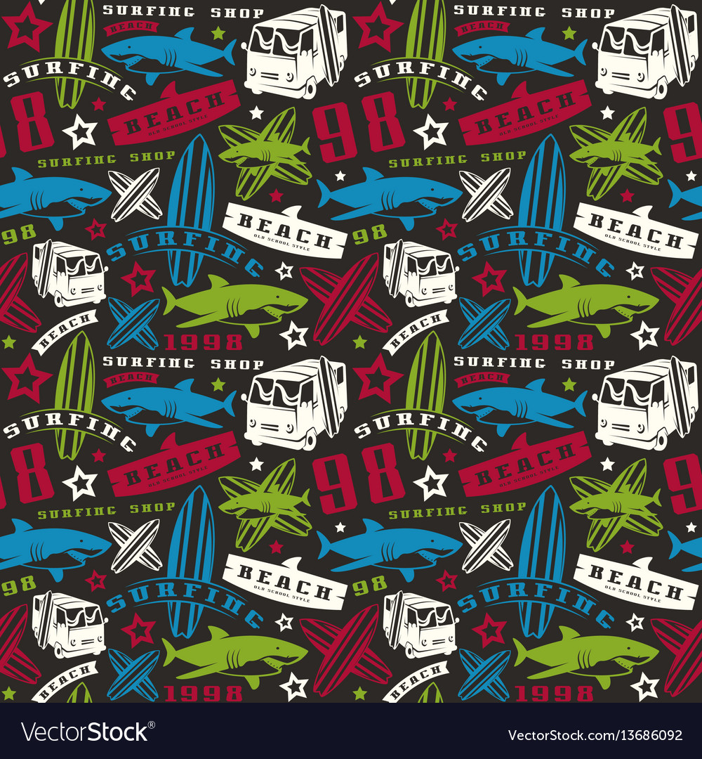 Surfing seamless pattern Royalty Free Vector Image